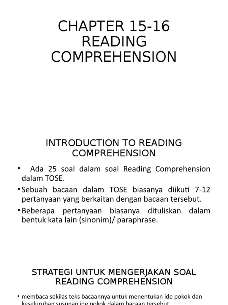 Tose Reading Comprehension | PDF
