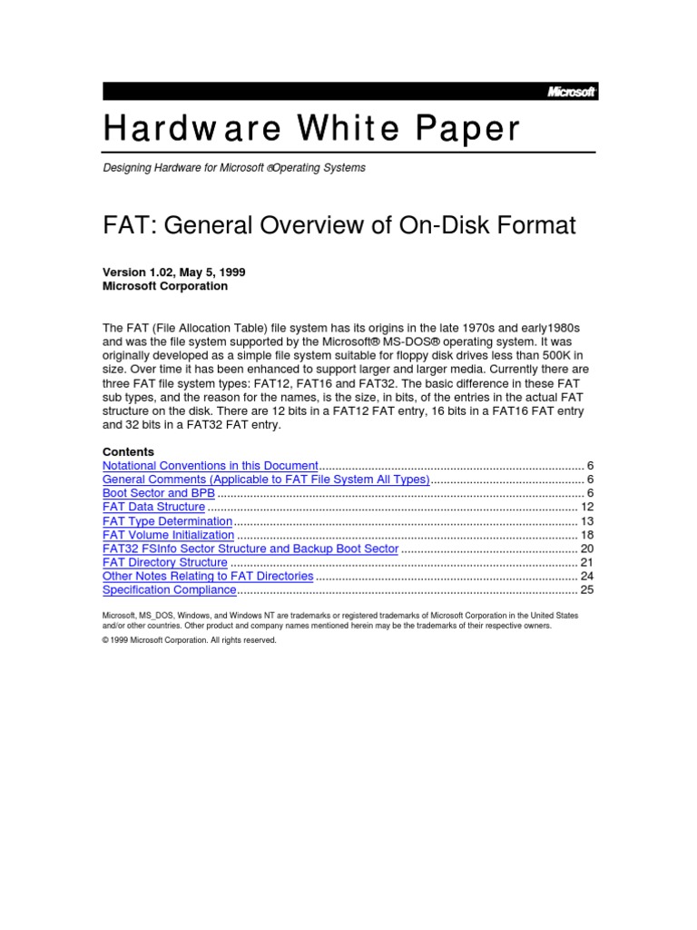 Hardware White Paper Hardware White Paper: FAT: General Overview of On ...