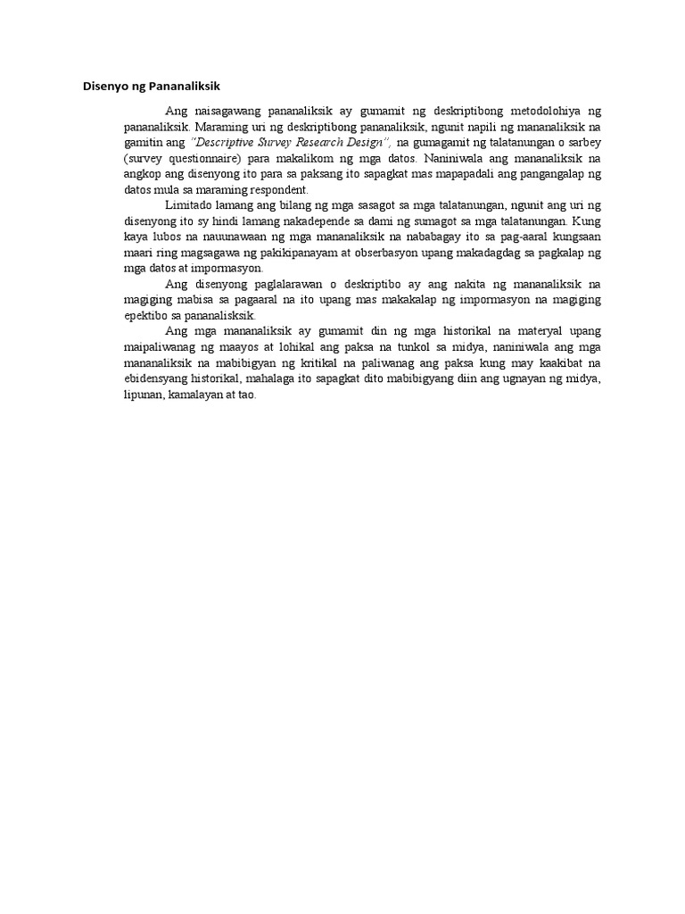 Disenyo NG Pananaliksik | PDF