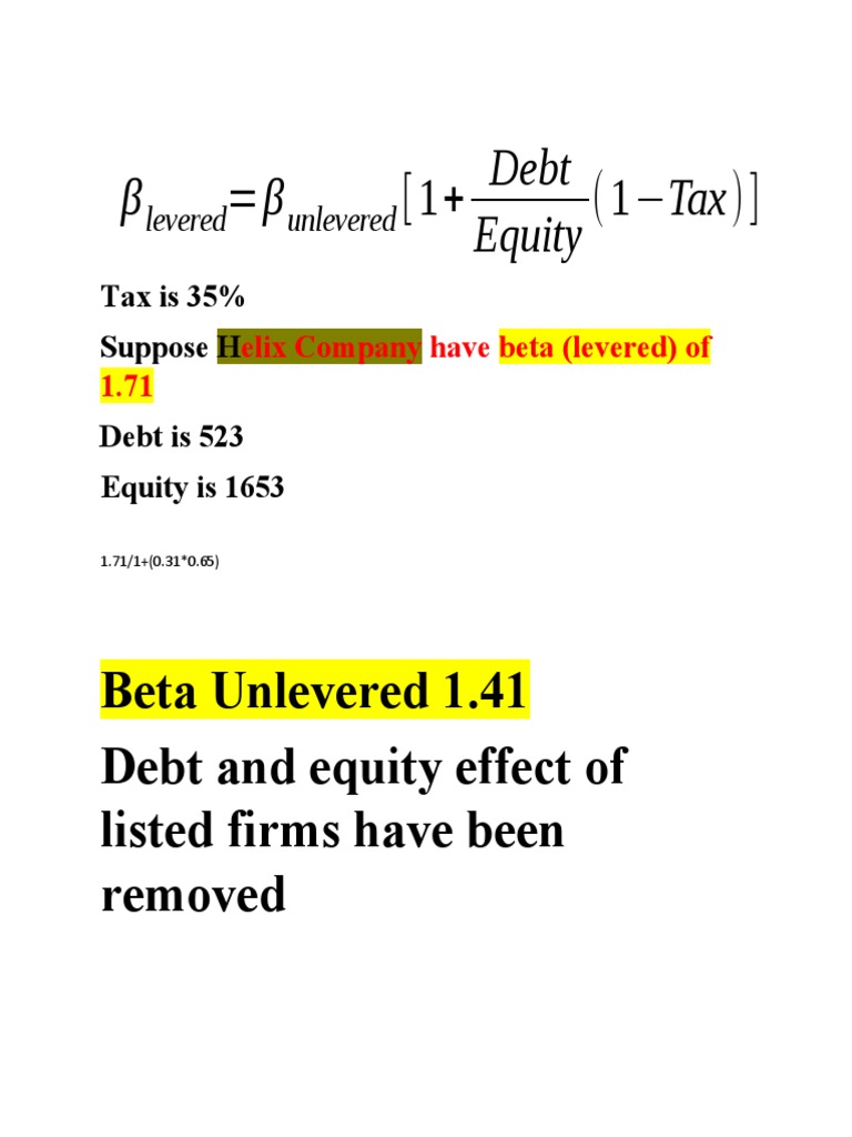 Beta Levered and Unlevered | PDF | Business | Finance & Money Management