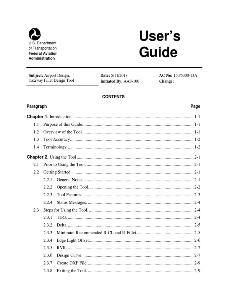 FAA Taxiway Fillet Design Tool Guide | PDF | Auto Cad | Computing
