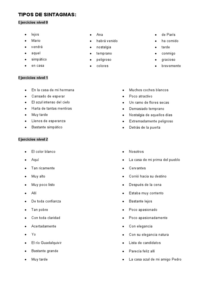 Tipos de Sintagmas | PDF