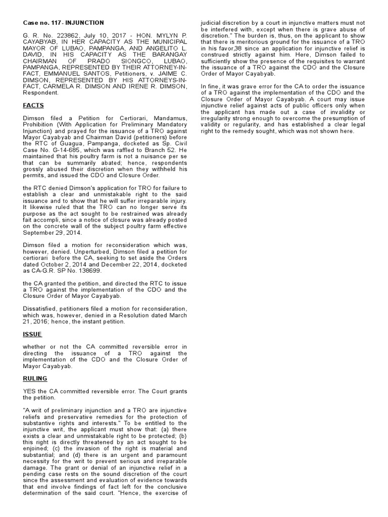 117 | PDF | Injunction | Certiorari