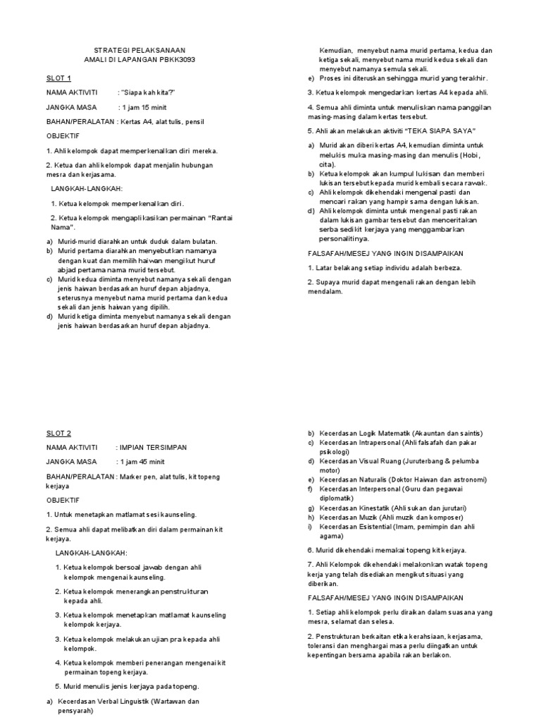 Contoh Strategi Kaunseling Kelompok | PDF
