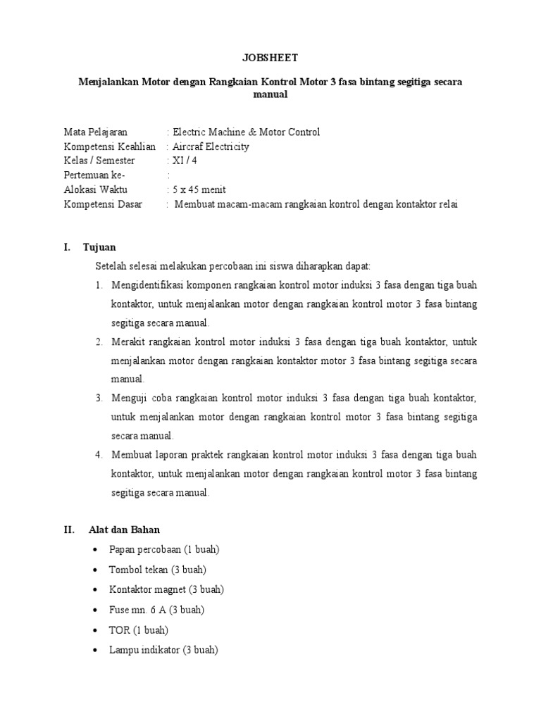 Jobsheet Star Delta Manual | PDF