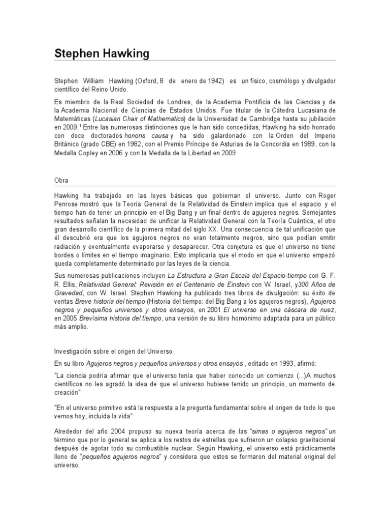 Stephen Hawking | PDF | Stephen Hawking | Física teórica