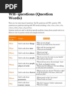 WH Question Words Exercises | PDF