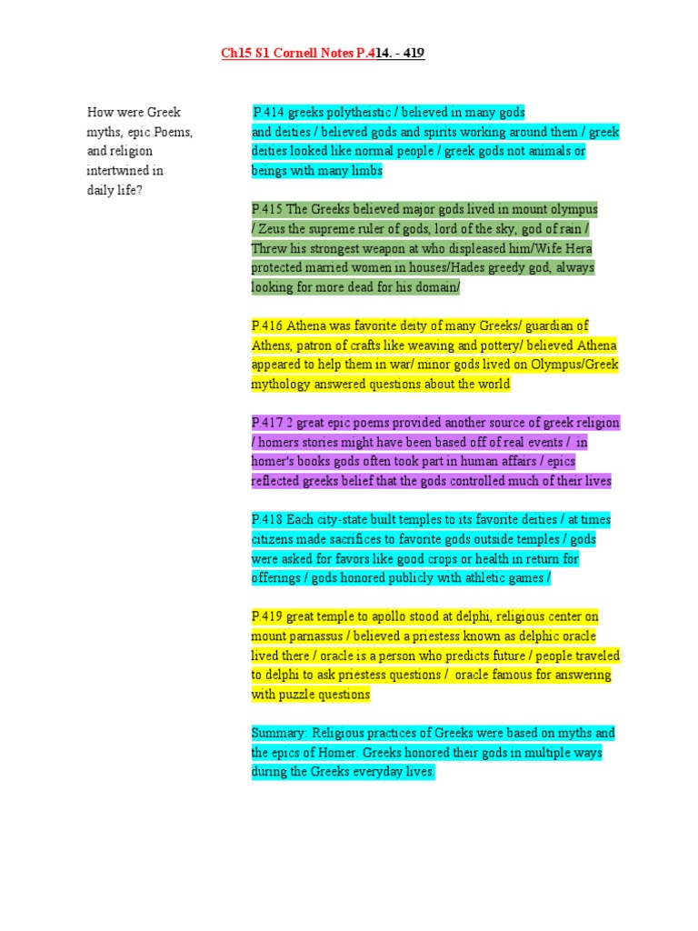 Ch15 S1 Cornell Notes | PDF | Delphi | Greek Mythology