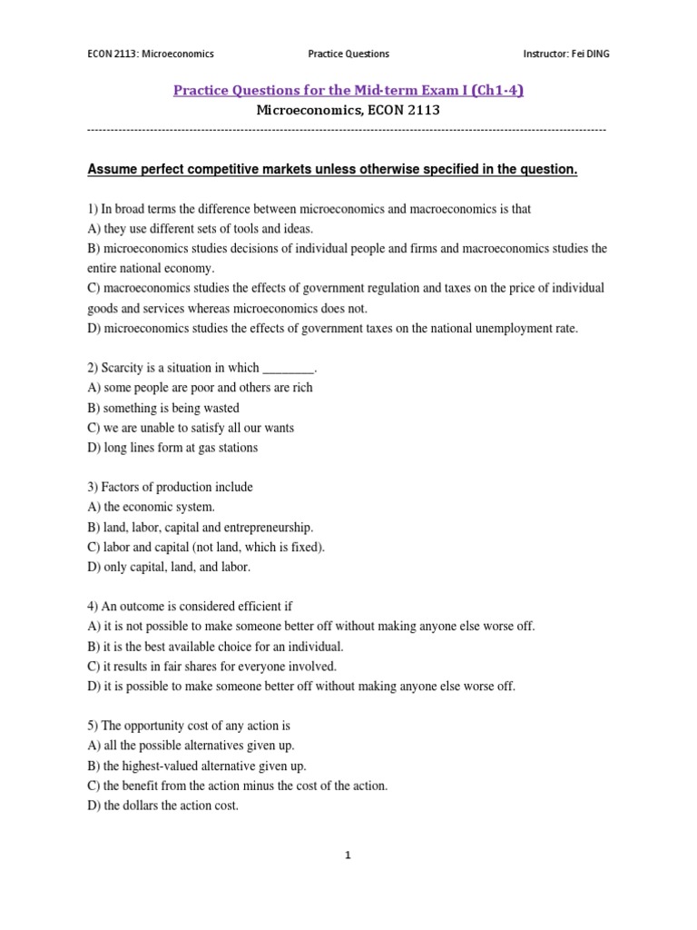 (ECON2113) (2017) (F) Midterm Gizepec 38520 PDF | PDF | Demand | Supply And Demand