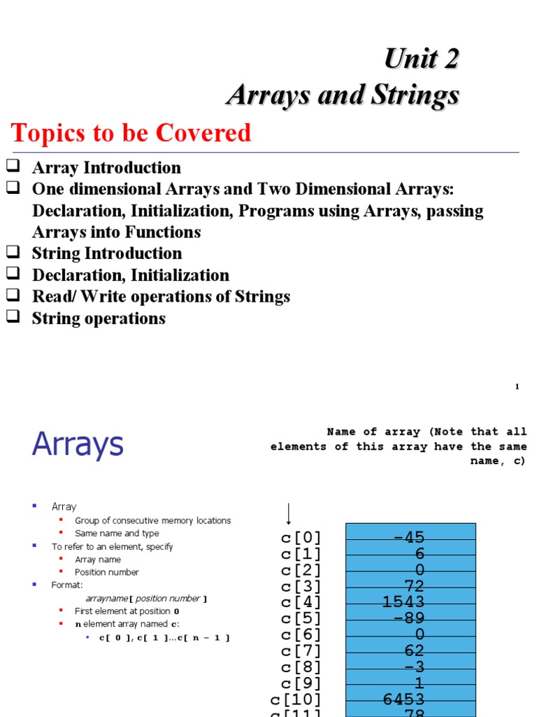 Unit 2 Arrays And Stringspab Pdf String Computer Science Matrix Mathematics