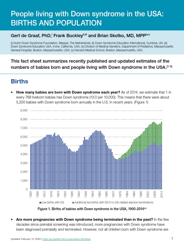 Down Syndrome Population Usa Factsheet 202002 | PDF | Birth Rate | Race ...