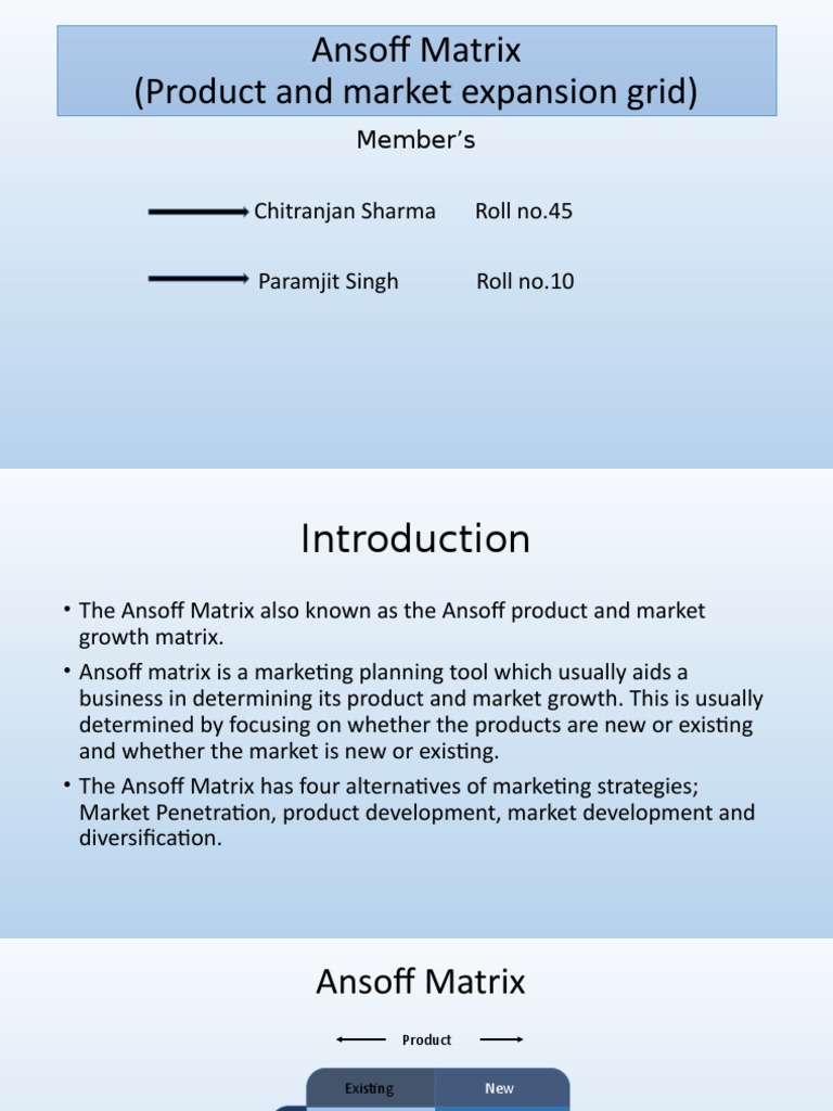 Ansoff Matrix | PDF | Market (Economics) | Economics