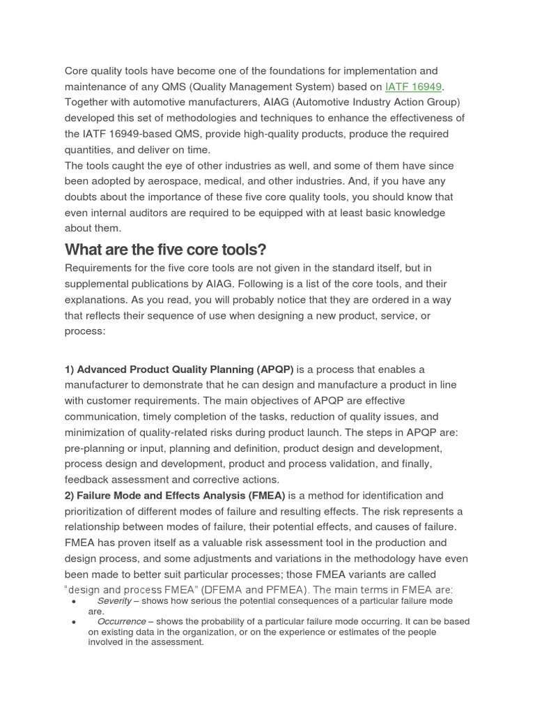 Core Tools PDF | Download Free PDF | Statistics | Risk