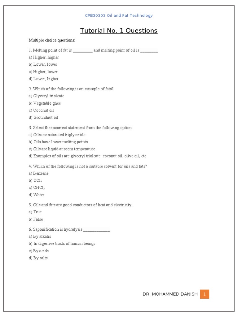 Tutorial 1 Question | PDF