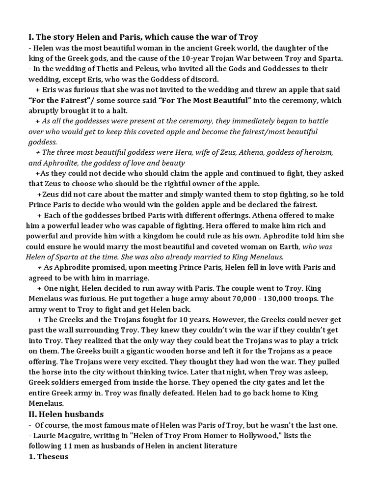 Helen of Troy | PDF | Paris (Mythology) | Helen Of Troy