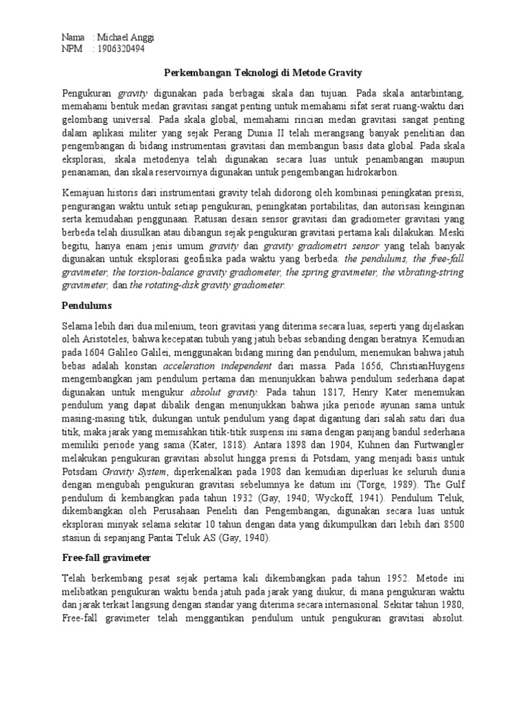 Perkembangan Teknologi Di Metode Gravity | PDF