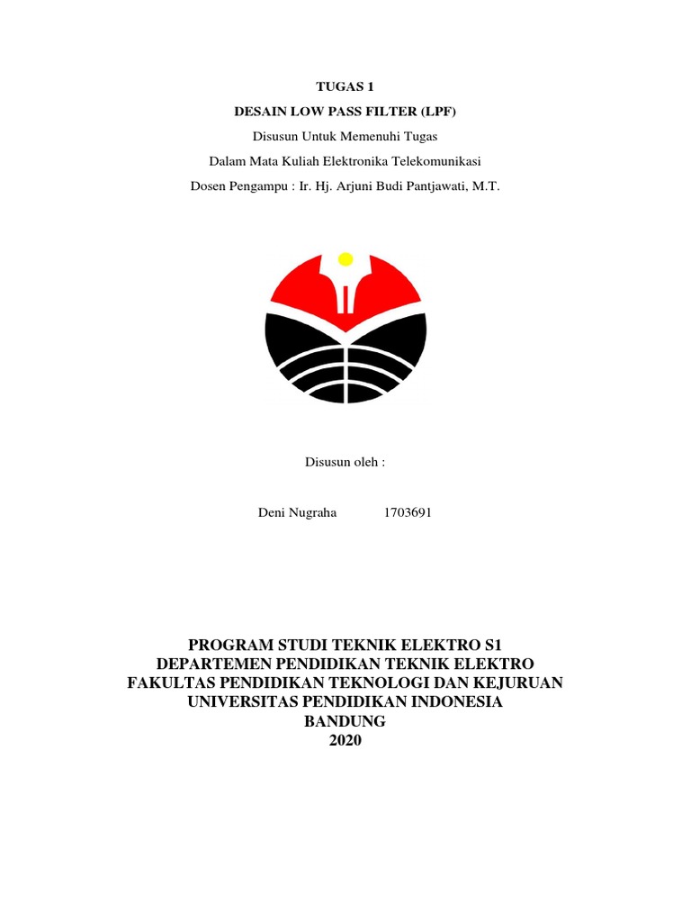 Tugas 1 Deni Low Pass Filter PDF | PDF | Teknologi & Rekayasa