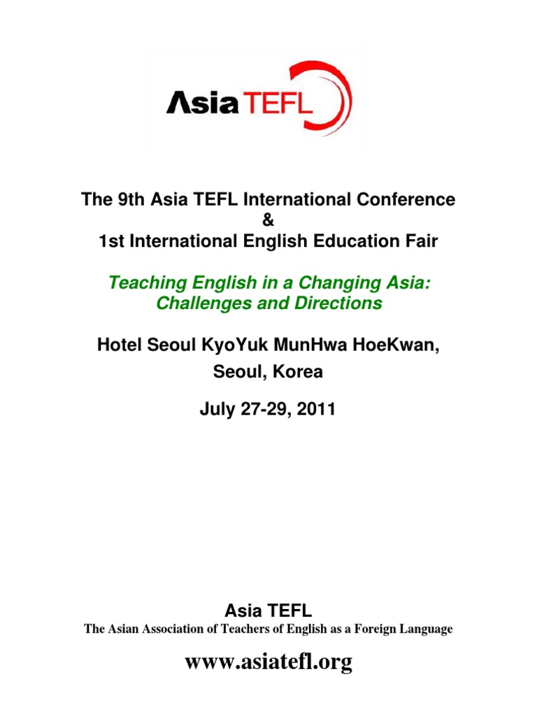 Asia TEFL 2011 Conference Invitation | PDF | Language Education | Asia