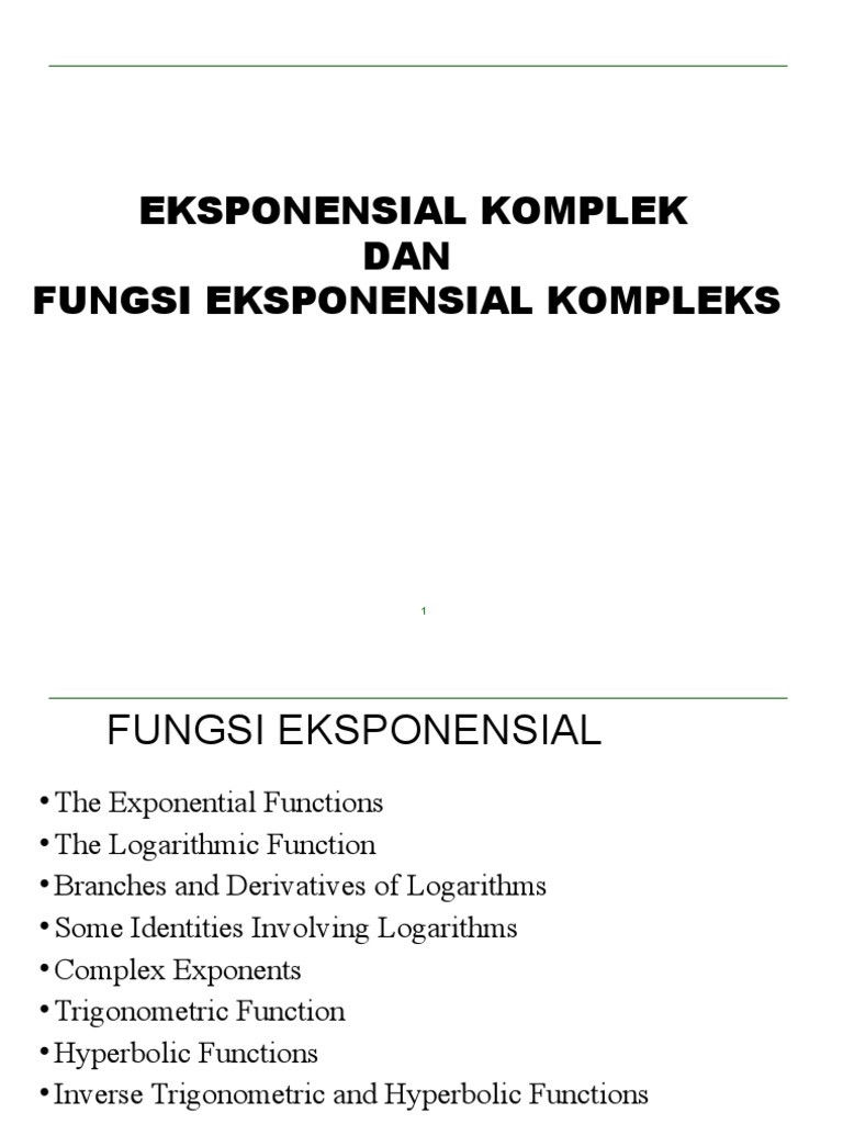 Kompleks Eksponensial dan Logaritma | PDF | Logarithm | Exponential Function