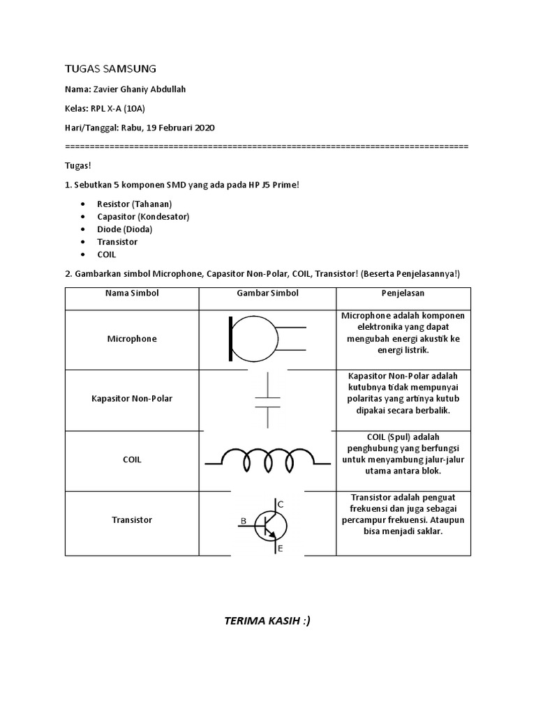 Tugas SMD Komponen Zavier | PDF