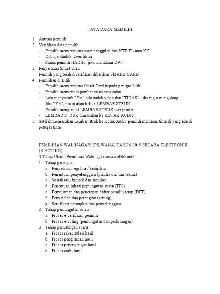 Tata Cara Memilih E-Voting | PDF