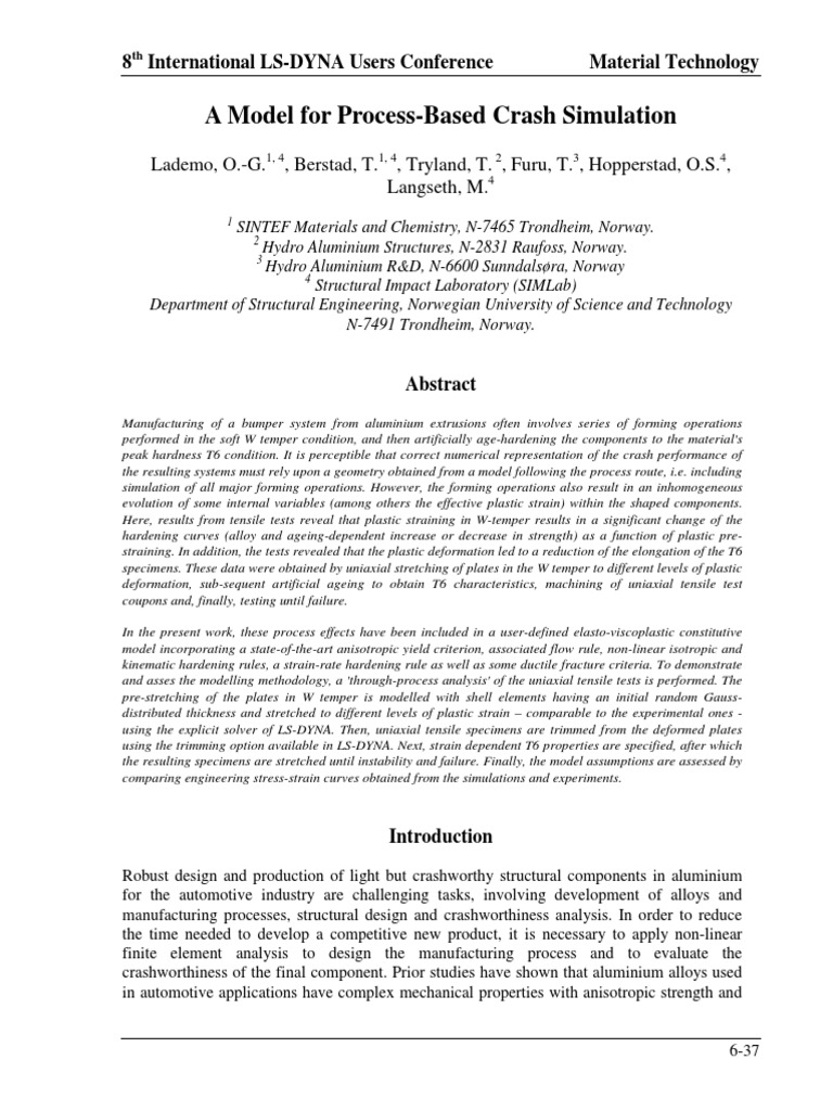 A Model For Process-Based Crash Simulation | Download Free PDF ...