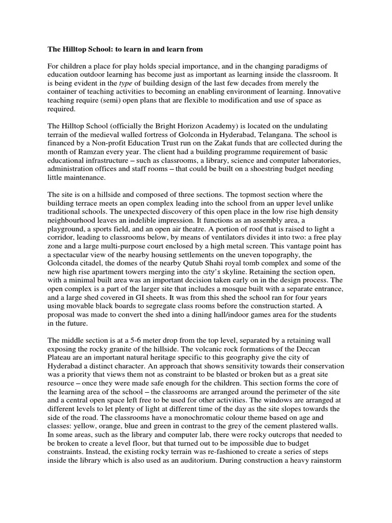 The Hilltop School - Matter | PDF | Libraries | Classroom