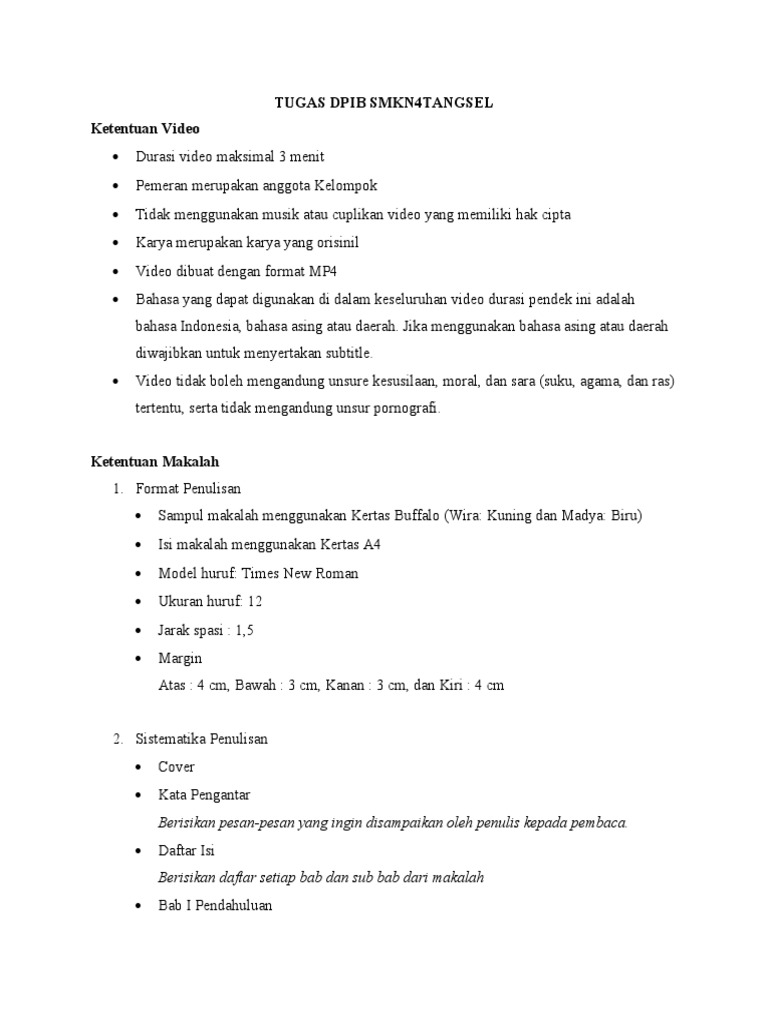 Format Makalah Tugas DPIB | PDF