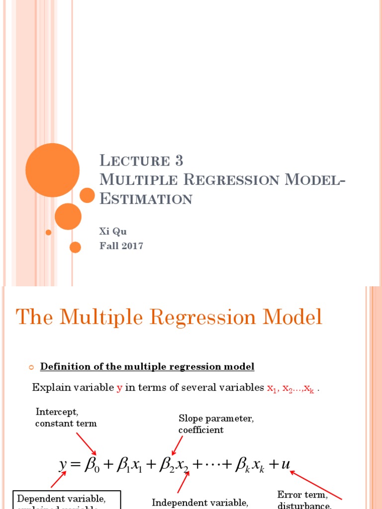 Lecture 3 Multiple Regression Model-Estimation | PDF | Multicollinearity | Ordinary Least Squares