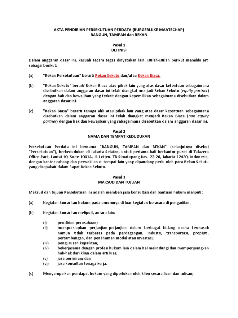 Akta Pendirian Firma Hukum | PDF