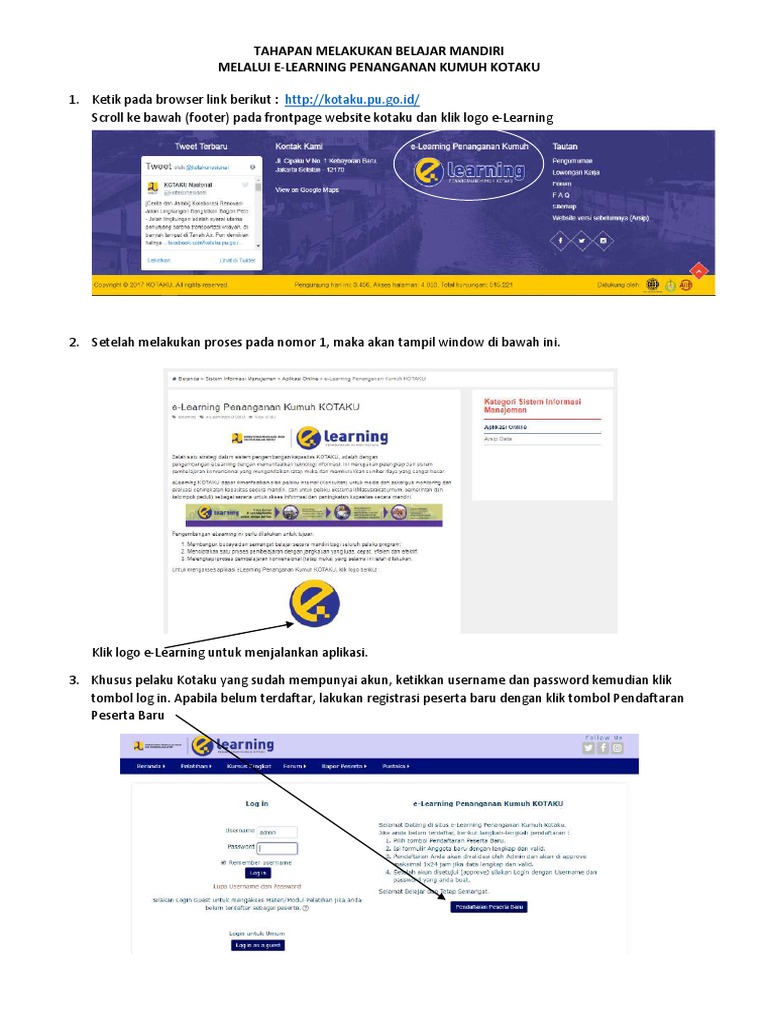 Tutorial E-Learning Penanganan Kumuh Kotaku PDF | PDF