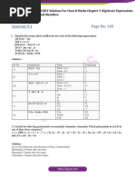 Class 9 NCERT Polynomial Formulas | PDF