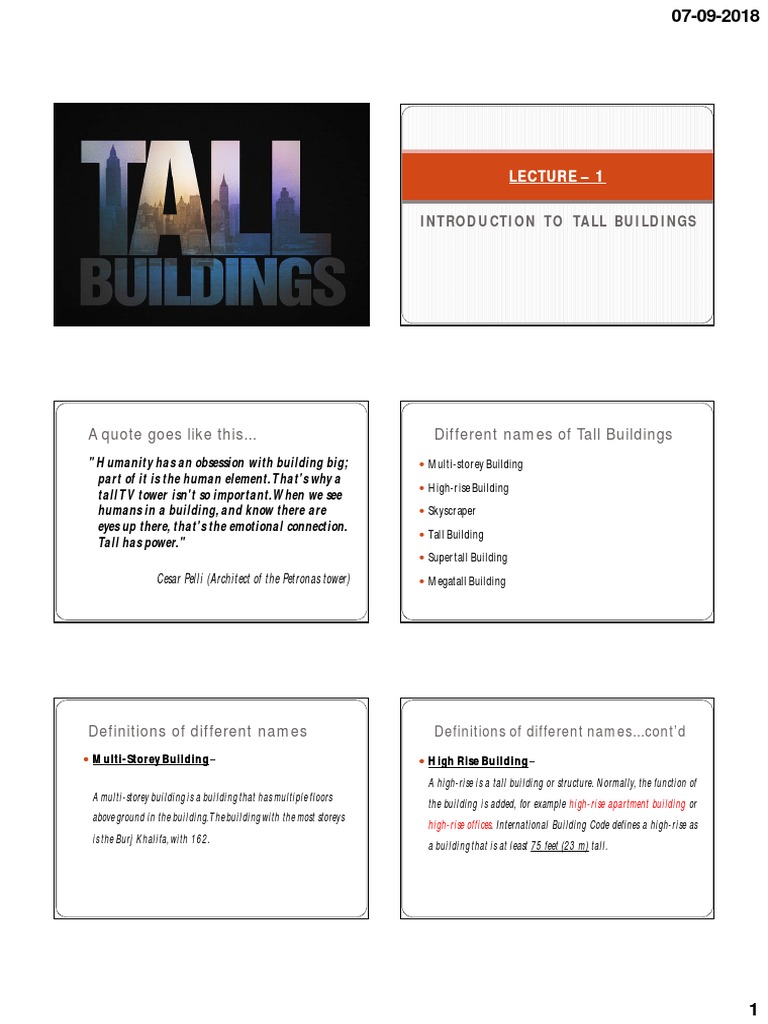 Lecture-1 Introduction To Tall Buildings PDF | PDF | Building ...