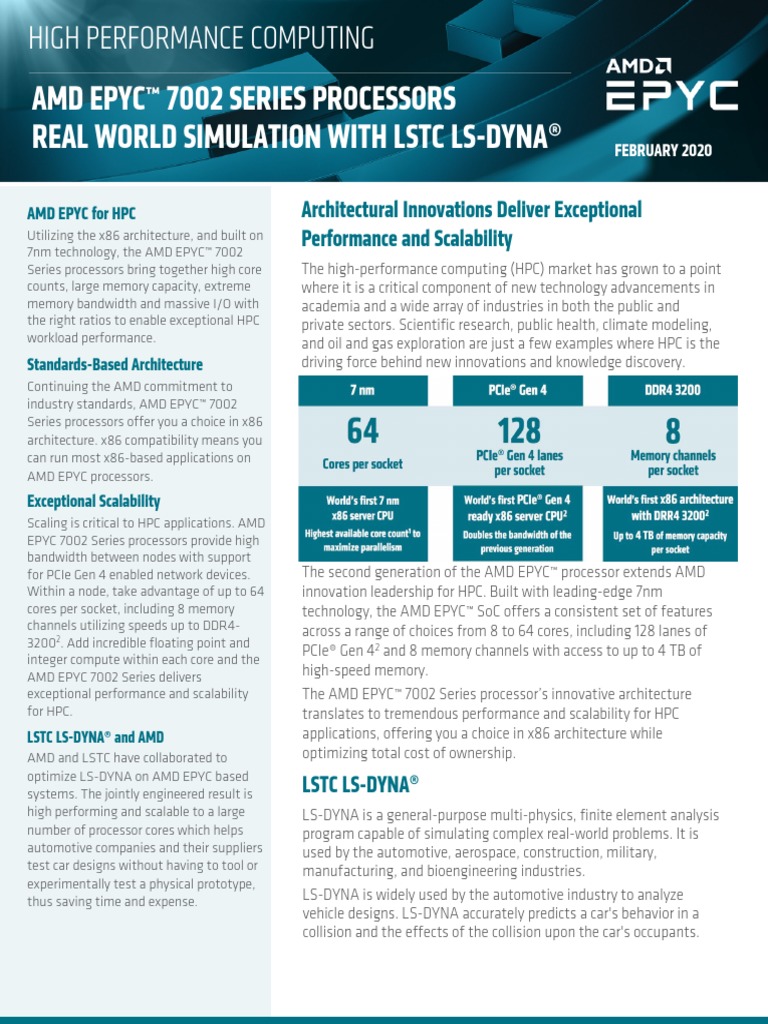 Amd Epyc 7002 LSTC LS Dyna | PDF | Multi Core Processor | Scalability