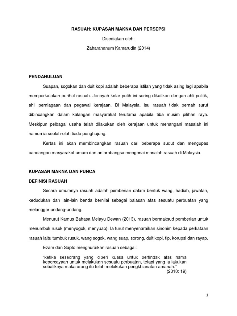 RASUAH Kupasan Makna Dan Persepsi PDF | PDF