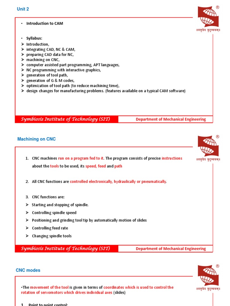 CAD CAM Unit 4 | PDF | Machining | Numerical Control