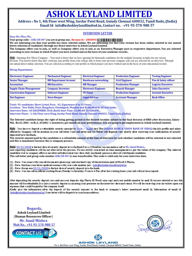 Call Letter PDF | PDF | Engineer | Business