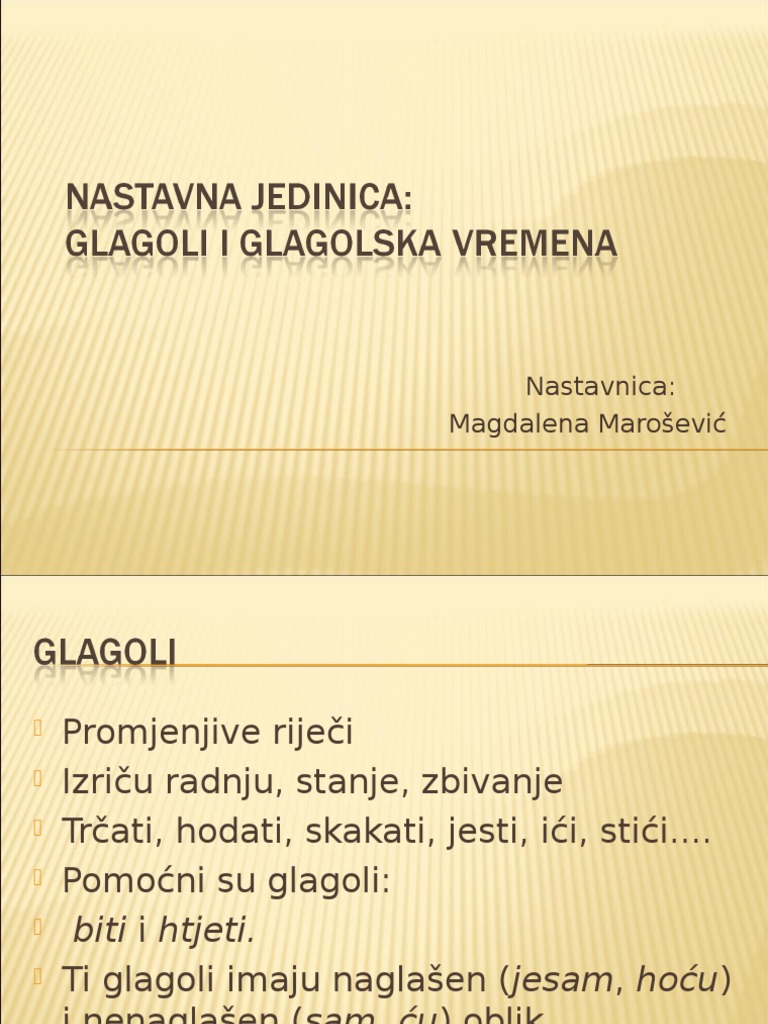 Glagoli I Glagolska Vremena | PDF