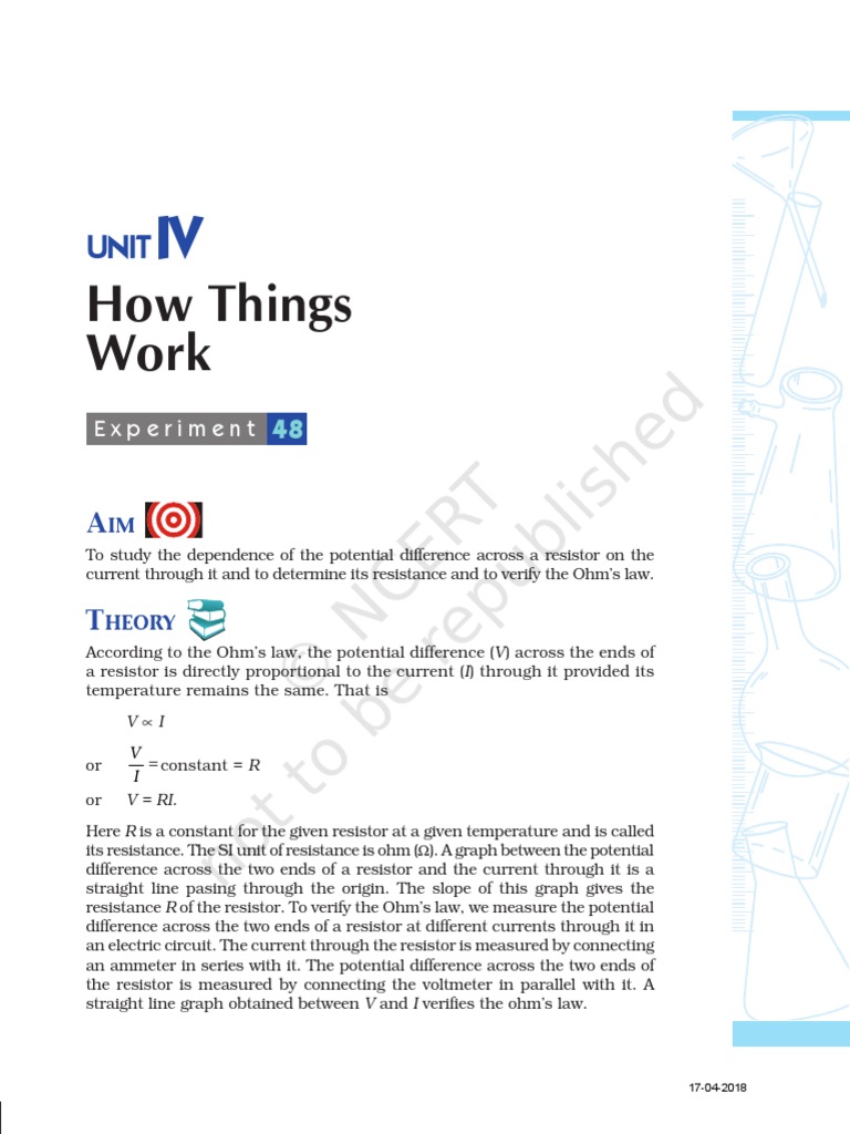 NCERT Science Lab Manual X Expt 48 PDF | PDF | Resistor | Electrical ...