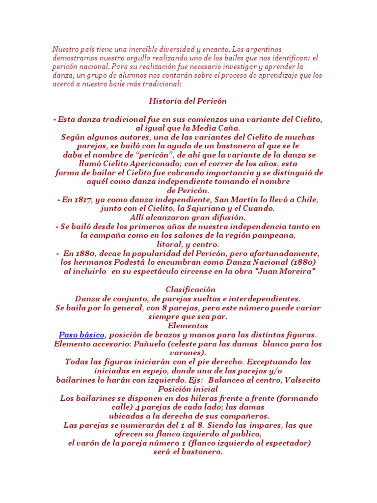 El Pericon | PDF | Bailes | Entretenimiento
