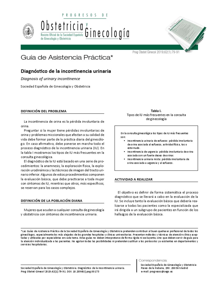 16 Gap Diagnostico Incontinencia | PDF | Diagnostico medico | Micción