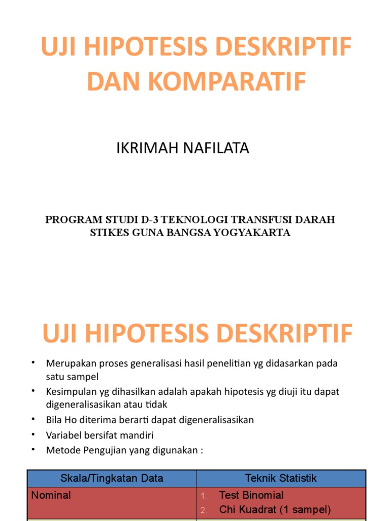 Pertemuan 5 - Uji Hipotesis Deskriptif Dan Komparatif | PDF