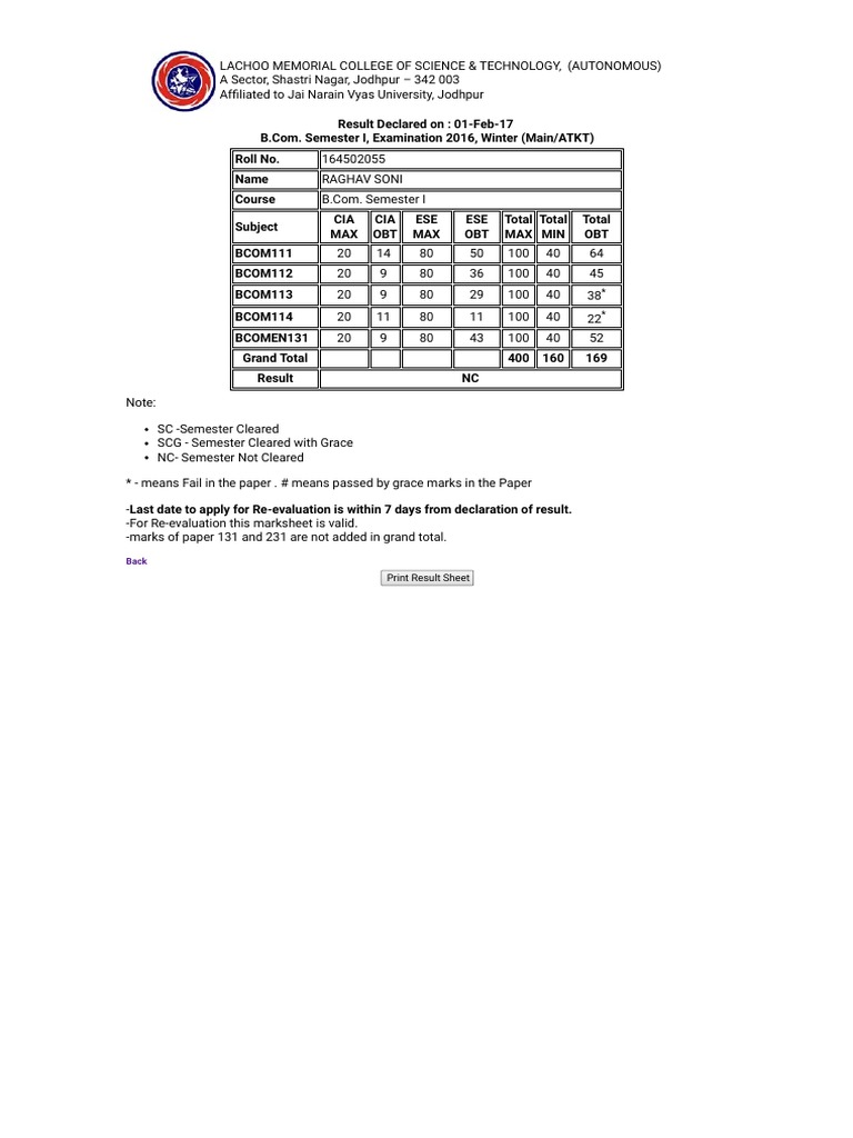 LMCST (Autonomous) Results PDF | PDF