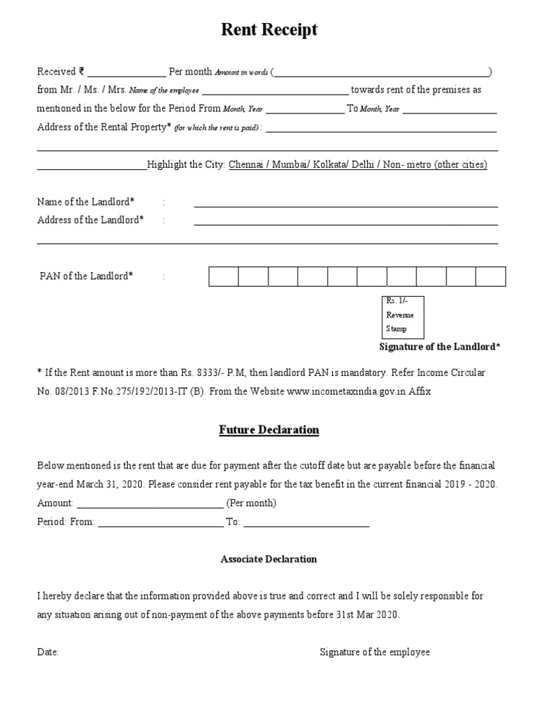 Rent Receipt Format | PDF