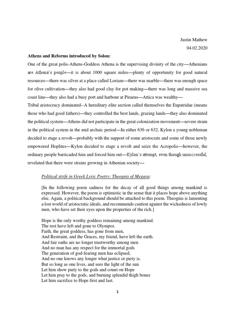 Solon's Reforms in Ancient Athens | PDF | Ancient Greece