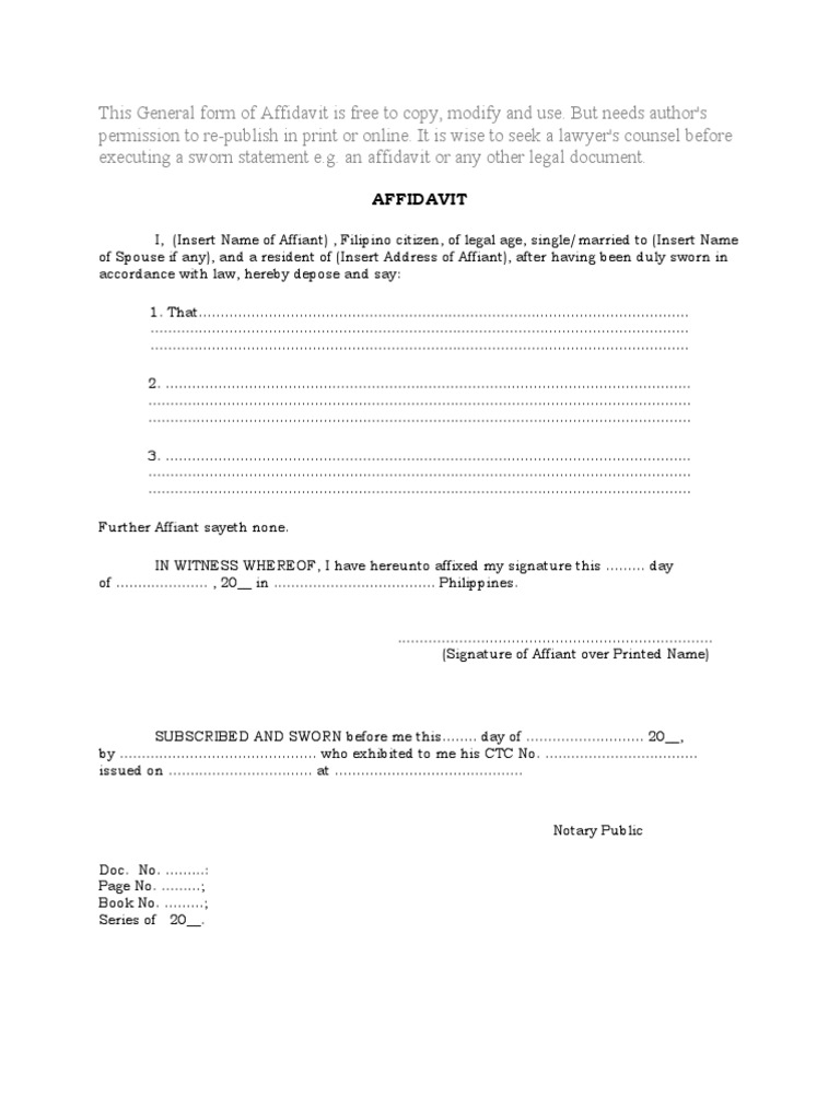 General Affidavit | PDF | Affidavit | Legal Communication