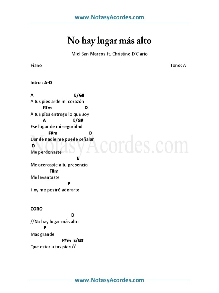 Acordes canción A tus pies Miel San Marcos | PDF