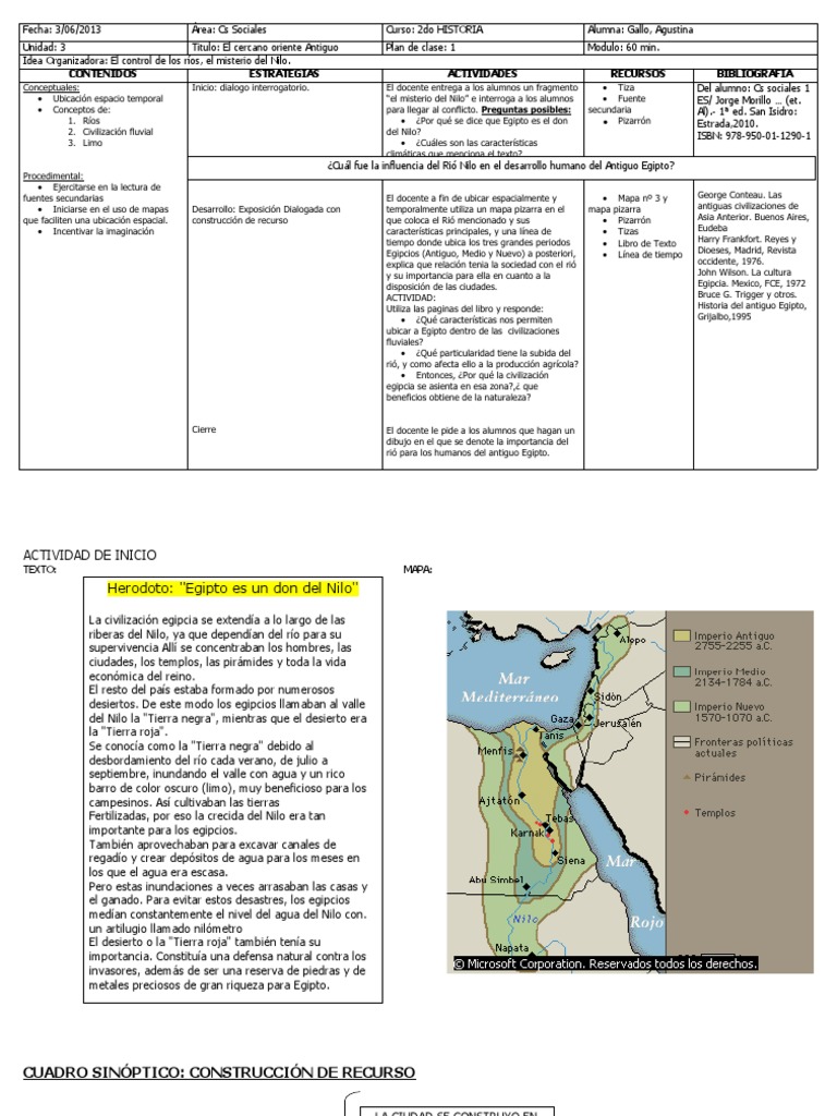Plan de Clase Egipto | PDF | Nilo | Egipto
