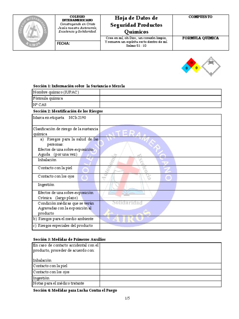 Formato Hoja de Seguridad | PDF | Toxicidad | Residuos