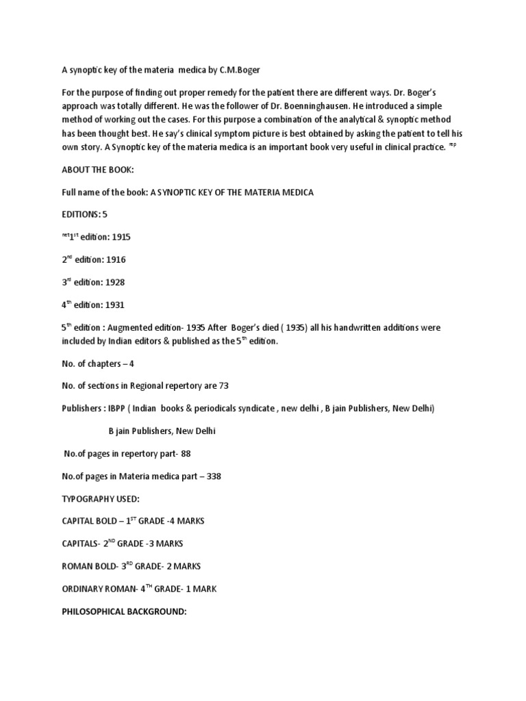 Synoptic Key | PDF | Psychological Concepts | Medicine